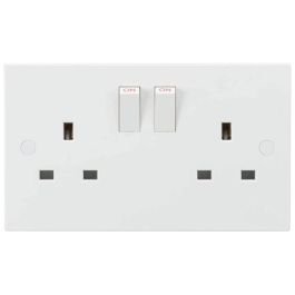 MLA Knightsbridge SN9000 Square Edge White Plastic 2 Gang Double Pole ...