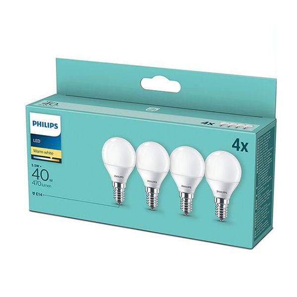 Philips LED 5.5w Frosted SES Golfball 4 Pack | Lightsave