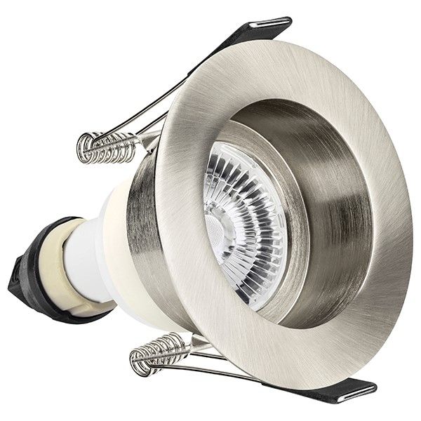 Integral LED Satin Nickel Round Recessed Fire-Rated Downlight | Lightsave