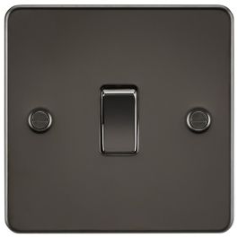 MLA Flat Plate Gunmetal 1G Two Way Switch | Lightsave