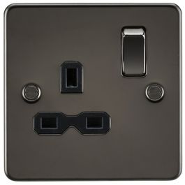 MLA Gunmetal 1 Gang Socket With Black Inserts | Lightsave