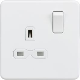 MLA-Knightsbridge Screwless Socket 1 Gang Matt White with White Insert ...