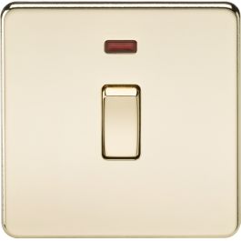 MLA Screwless 20A 1G DP Switch with Neon - Polished Brass | Lightsave