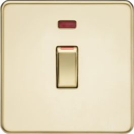 MLA Screwless 45A 1G DP Switch with Neon - Polished Brass | Lightsave