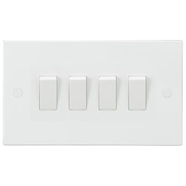 MLA Knightsbridge SN4100 (5 PACK) Square Edge White Plastic 4 Gang 2 ...